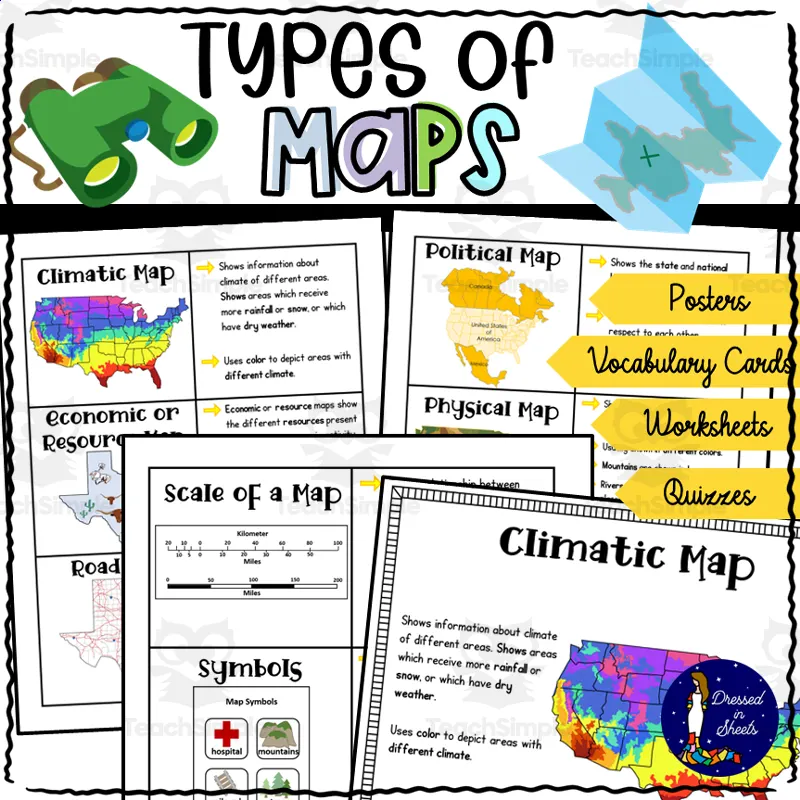 Types of Maps Worksheets by Teach Simple