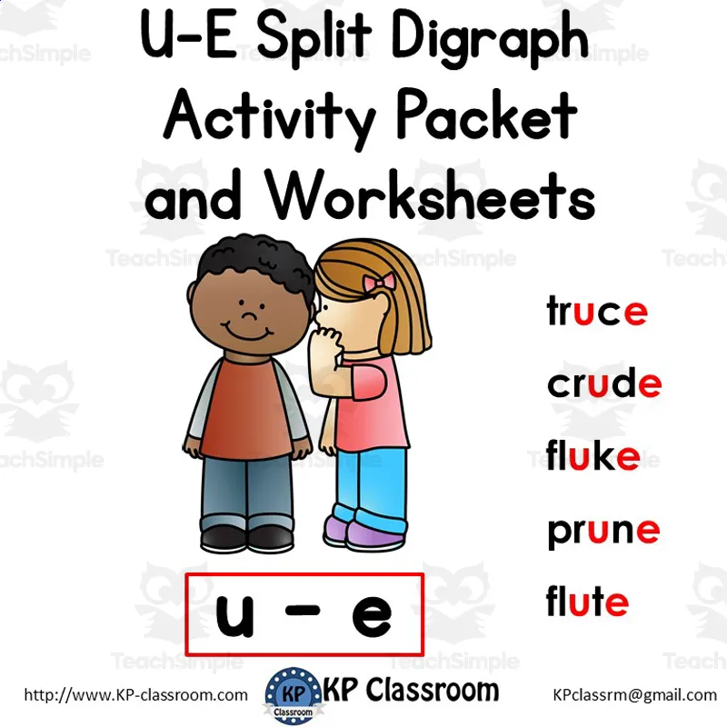 U-E Split Digraph Activity Packet and Worksheets by Teach Simple
