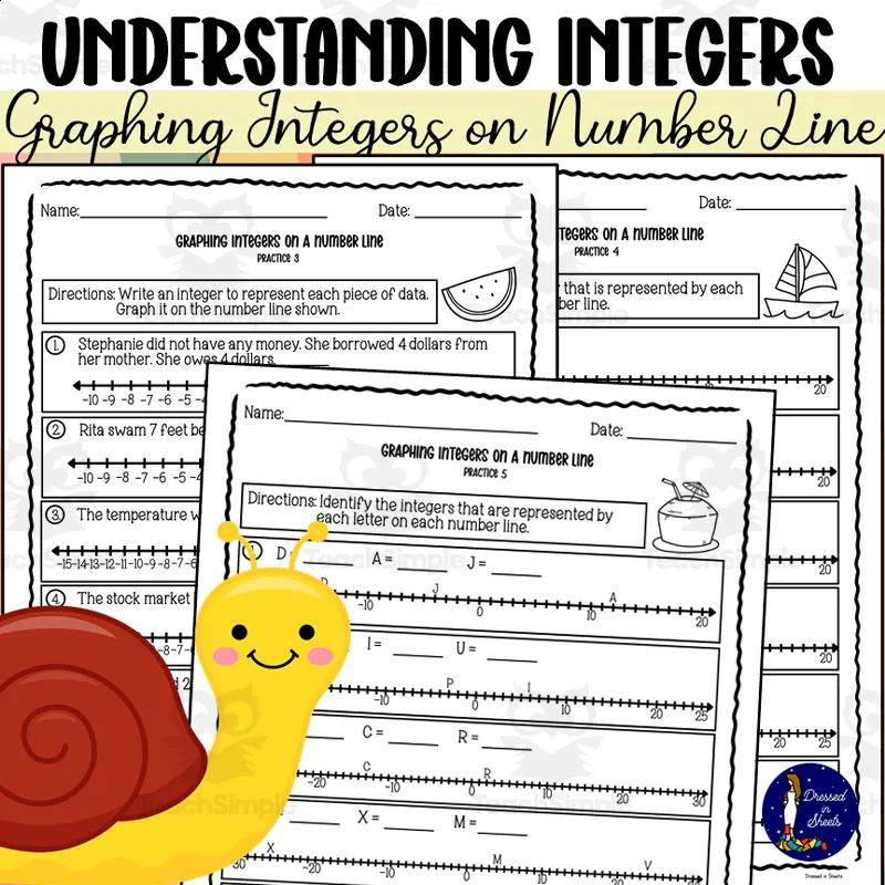Understanding Integers: Graphing Integers on a Number Line by Teach Simple