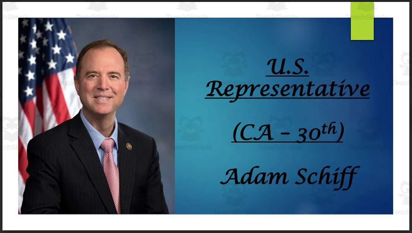 U.S. Representative Adam Schiff (CA - 30th) BIO PPT by Teach Simple
