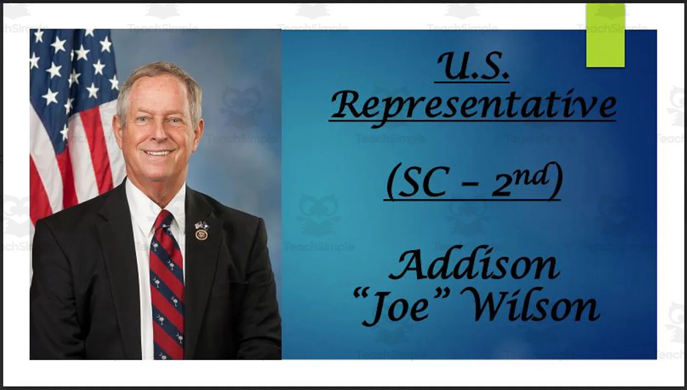 U.S. Representative Addison "Joe" Wilson (SC - 2nd) BIO PPT by Teach Simple