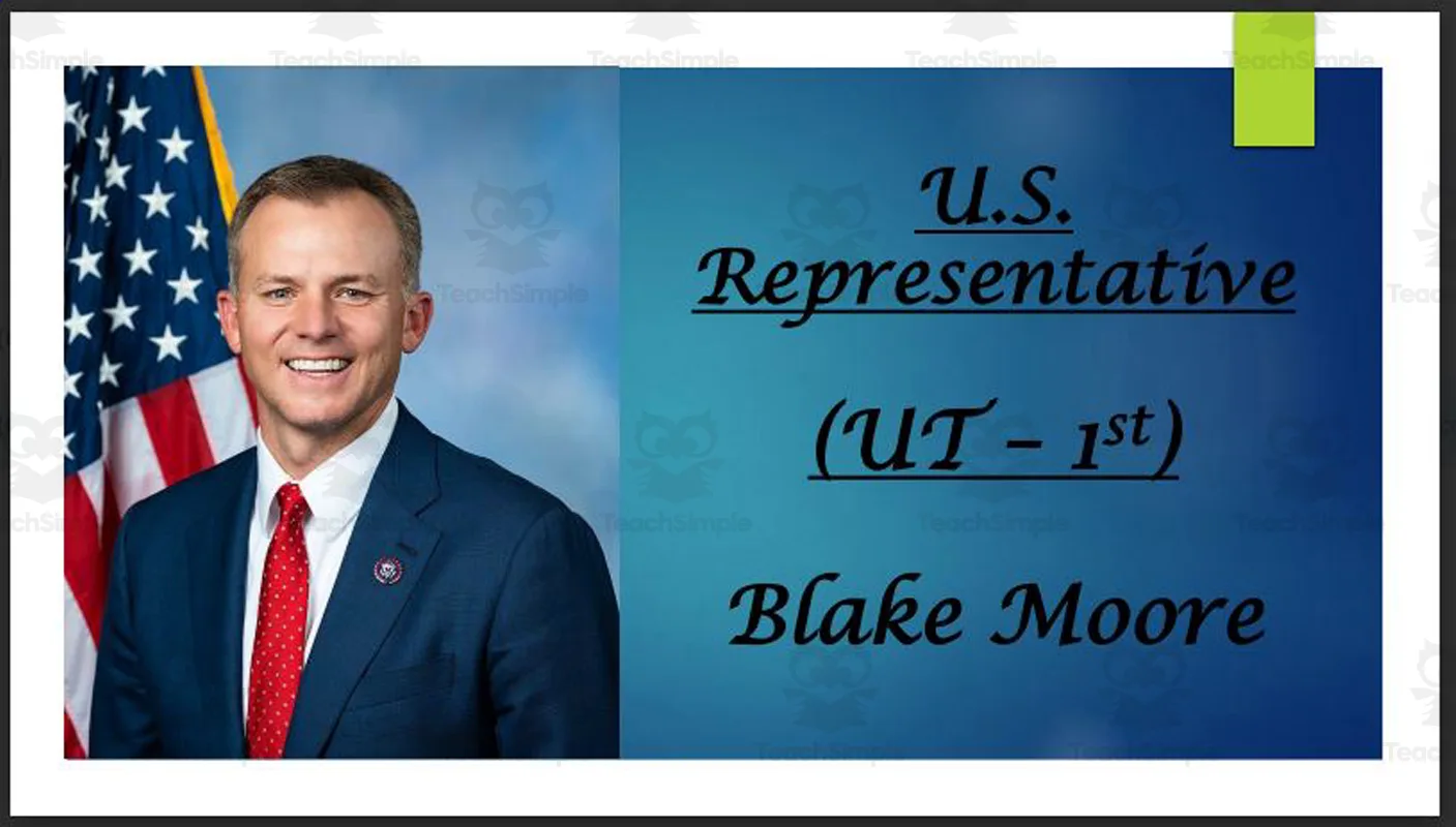 U.S. Representative Blake Moore (UT - 1st) BIO PPT by Teach Simple