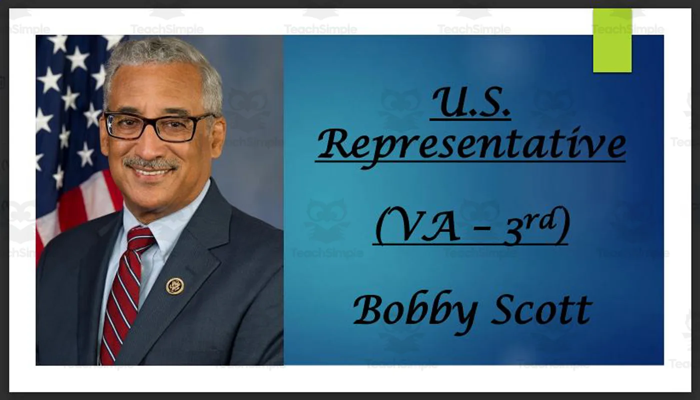 U.S. Representative Bobby Scott (VA - 3rd) BIO PPT by Teach Simple