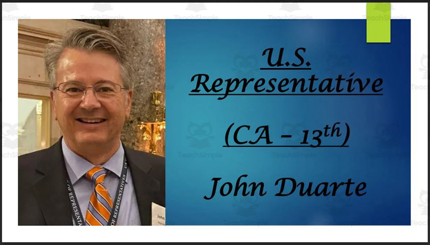 U.S. Representative John Duarte (CA - 13th) BIO PPT by Teach Simple