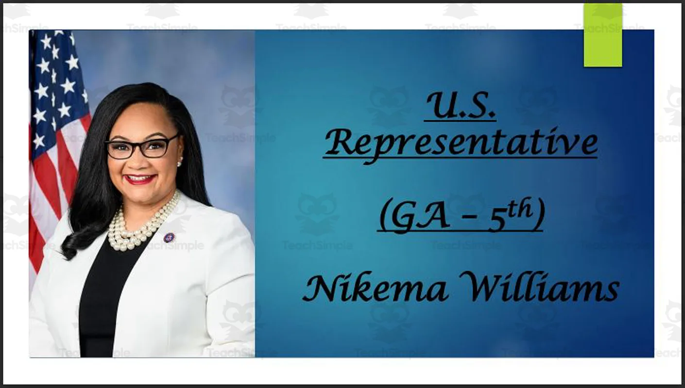 U.S. Representative Nikema Williams (GA - 5th) BIO PPT by Teach Simple