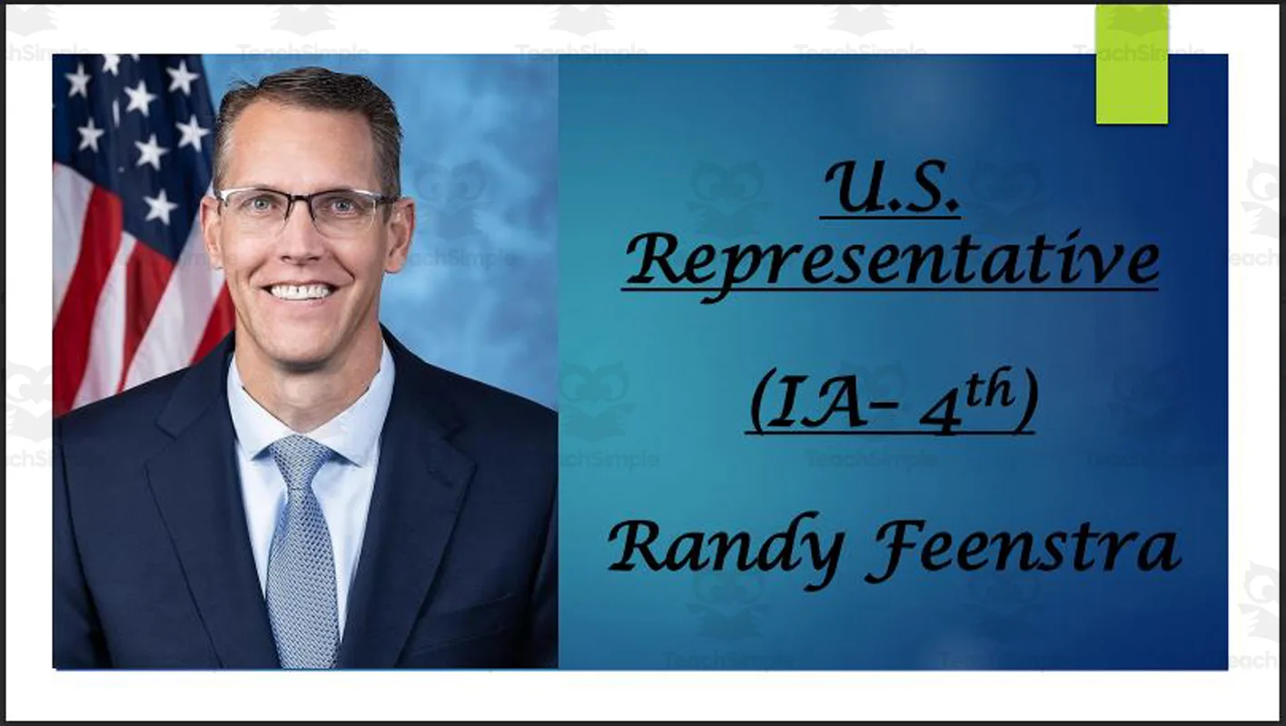 U.S. Representative Randy Feenstra (IA - 4th) BIO PPT by Teach Simple