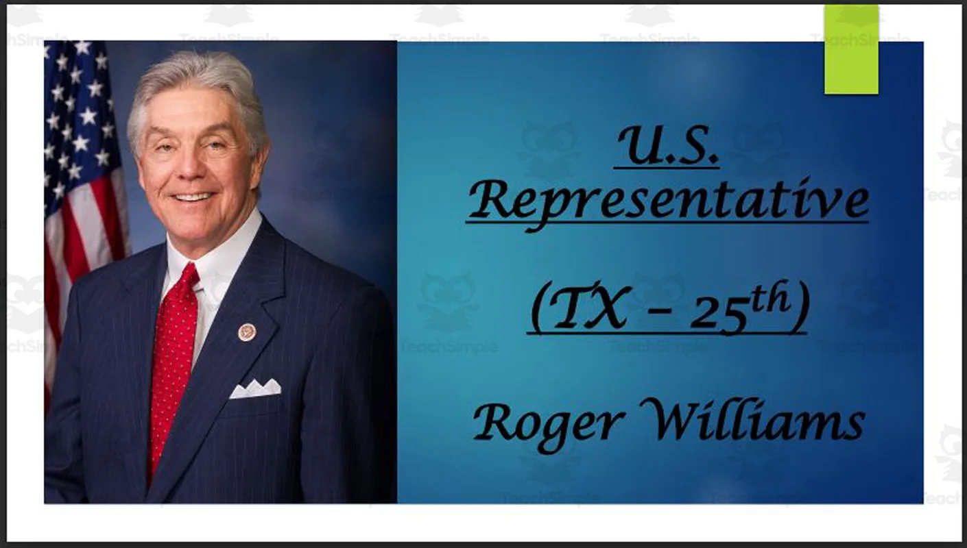 U.S. Representative Roger Williams (TX - 25th) BIO PPT by Teach Simple