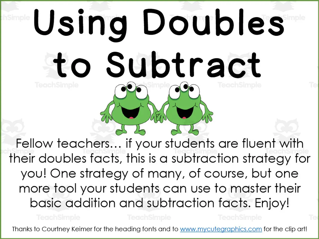 Using Doubles to Subtract Printable Pack by Teach Simple