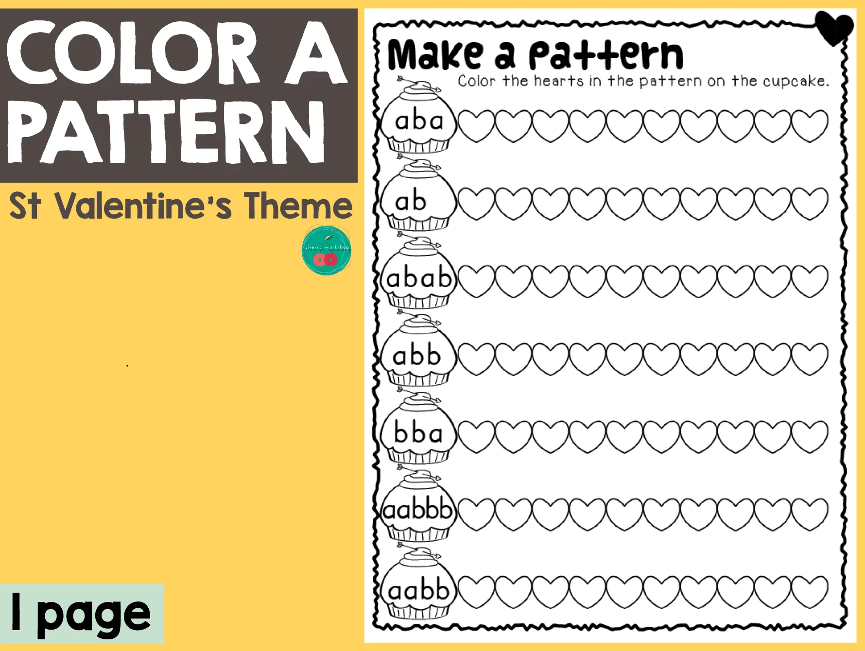 Valentine's Day Color a Pattern by Teach Simple