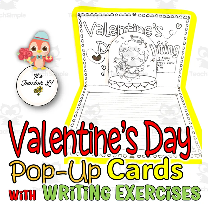 Valentine’s Day Pop-Up Cards with Writing Exercises | Valentine’s Day ...
