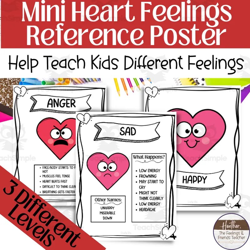 Valentine's Day Themed Feelings Mini Posters and Emotions Chart by ...