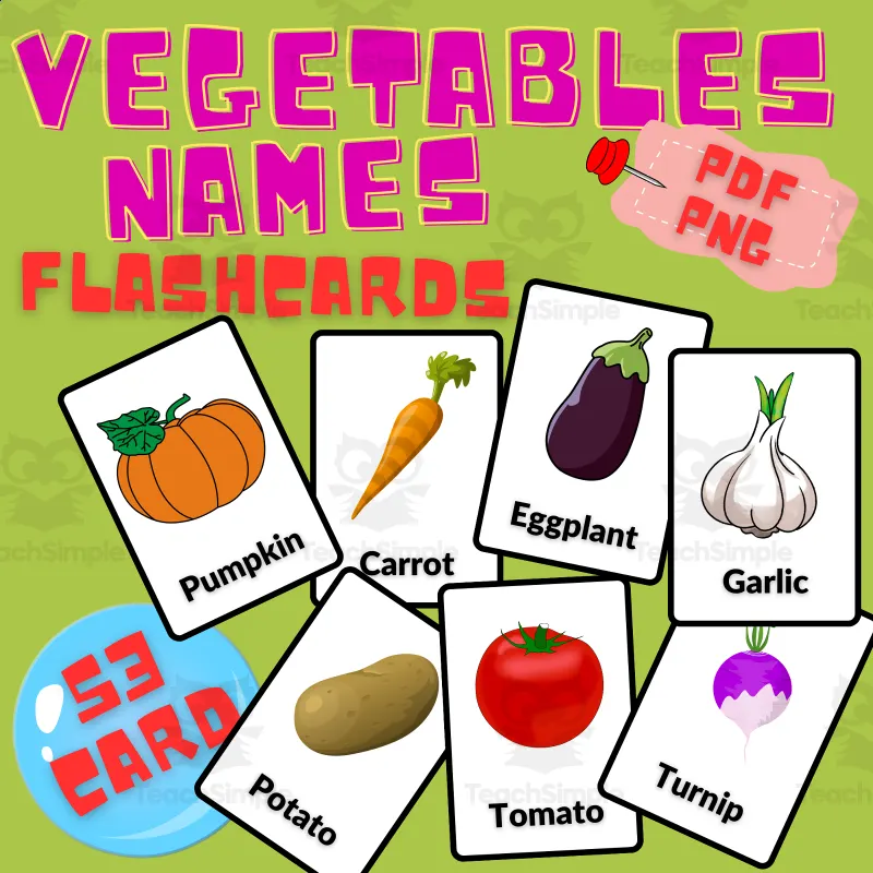Vegetables Flash Cards Printable In English by Teach Simple