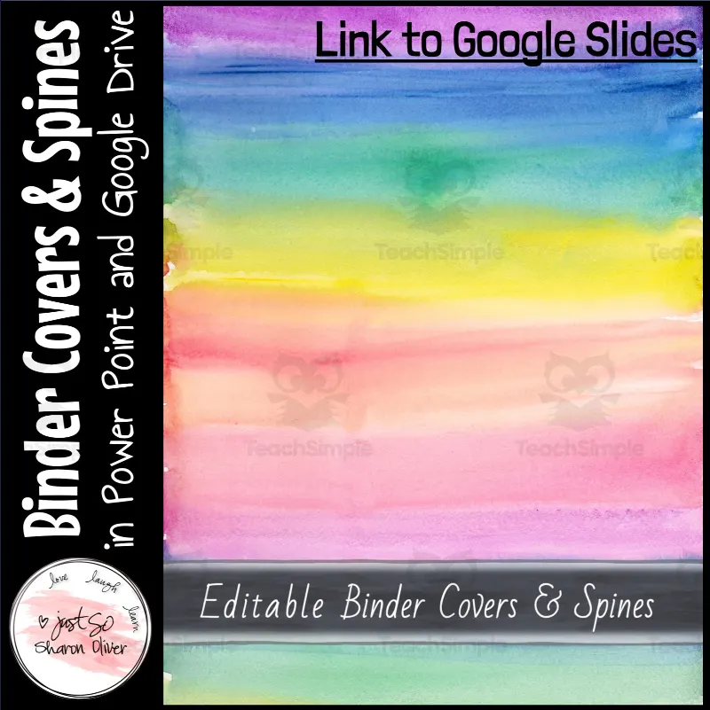 Vibrant Watercolor Stripes Binder Covers & Spines by Teach Simple