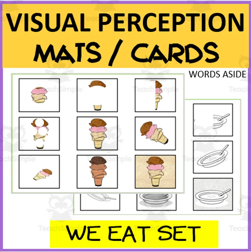VISUAL PERCEPTION MATS-CARDS: "WE EAT" SET by Teach Simple