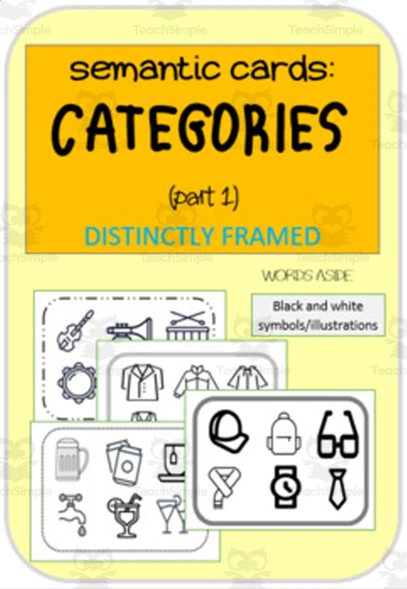 Vocabulary Flashcards Symbols and Illustrations Categories by Teach Simple