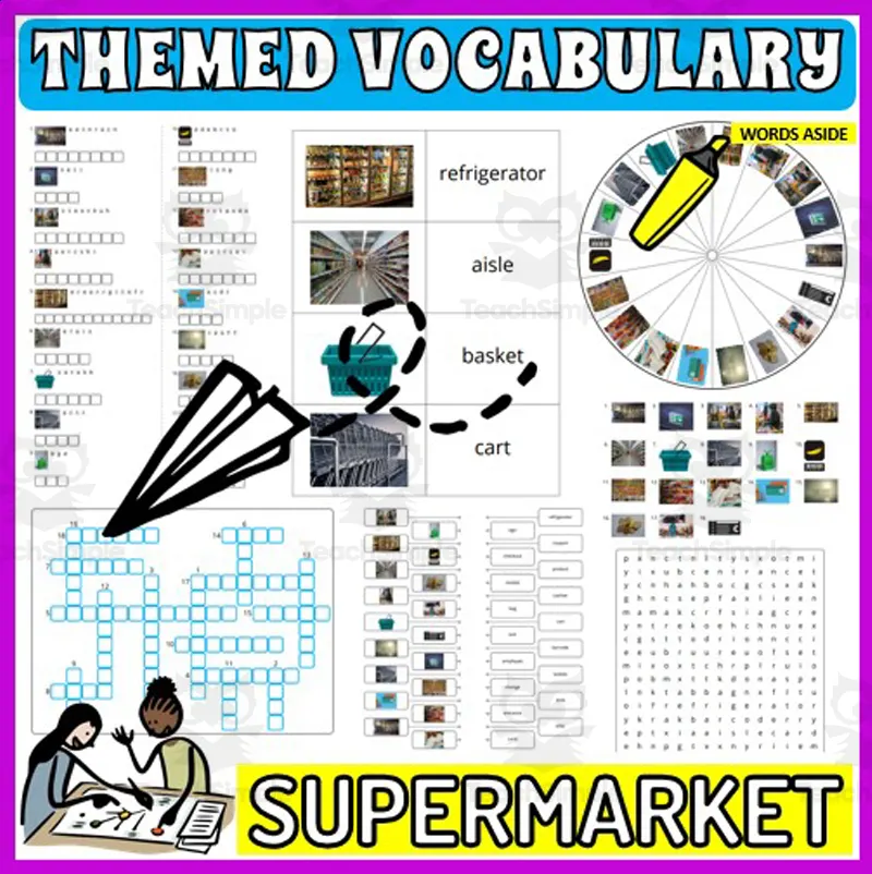 Vocabulary with Cards | Crossword Wordsearch Anagram SUPERMARKET by ...
