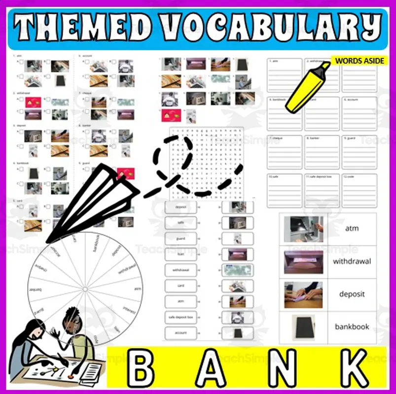 Vocabulary with Flash Cards | Crossword Wordsearch Anagram BANK by ...