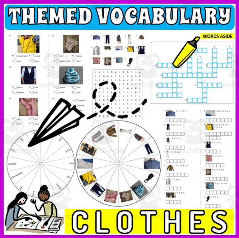 Vocabulary with Flash Cards | Crossword Wordsearch Anagram CLOTHES by ...