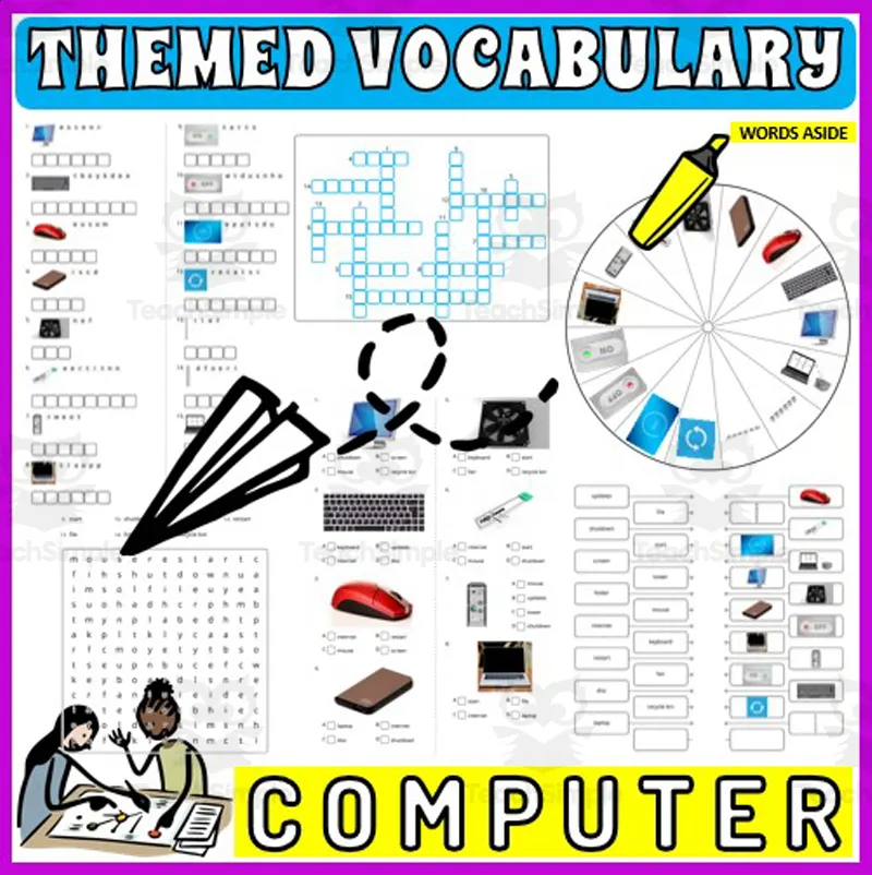 Vocabulary with Flash Cards | Crossword Wordsearch Anagram COMPUTER by ...