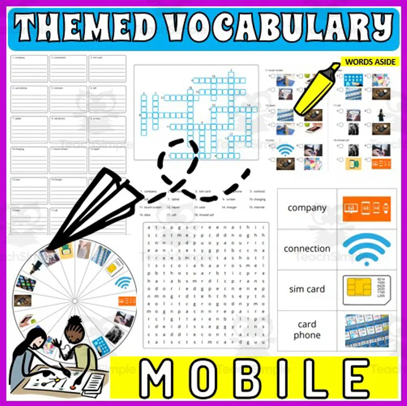Vocabulary with Flash Cards | Crossword Wordsearch Anagram MOBILE by ...