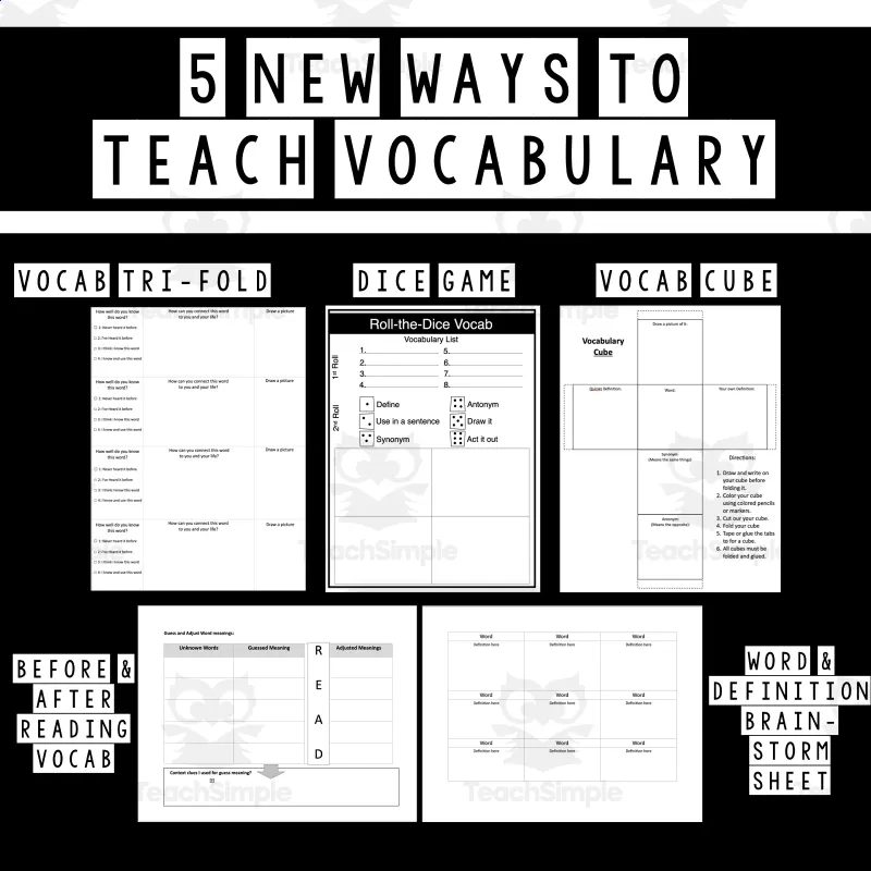 Vocabulary Worksheets by Teach Simple