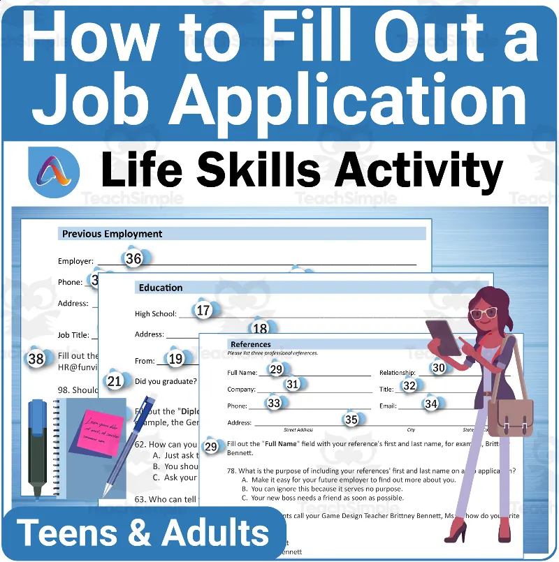 Vocational Skills Activity: How to Fill Out a Job Application by Teach ...