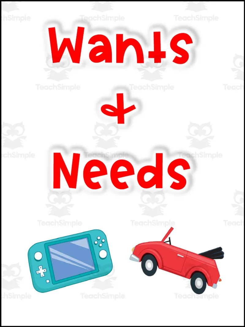 Wants and Needs Learning Packet by Teach Simple