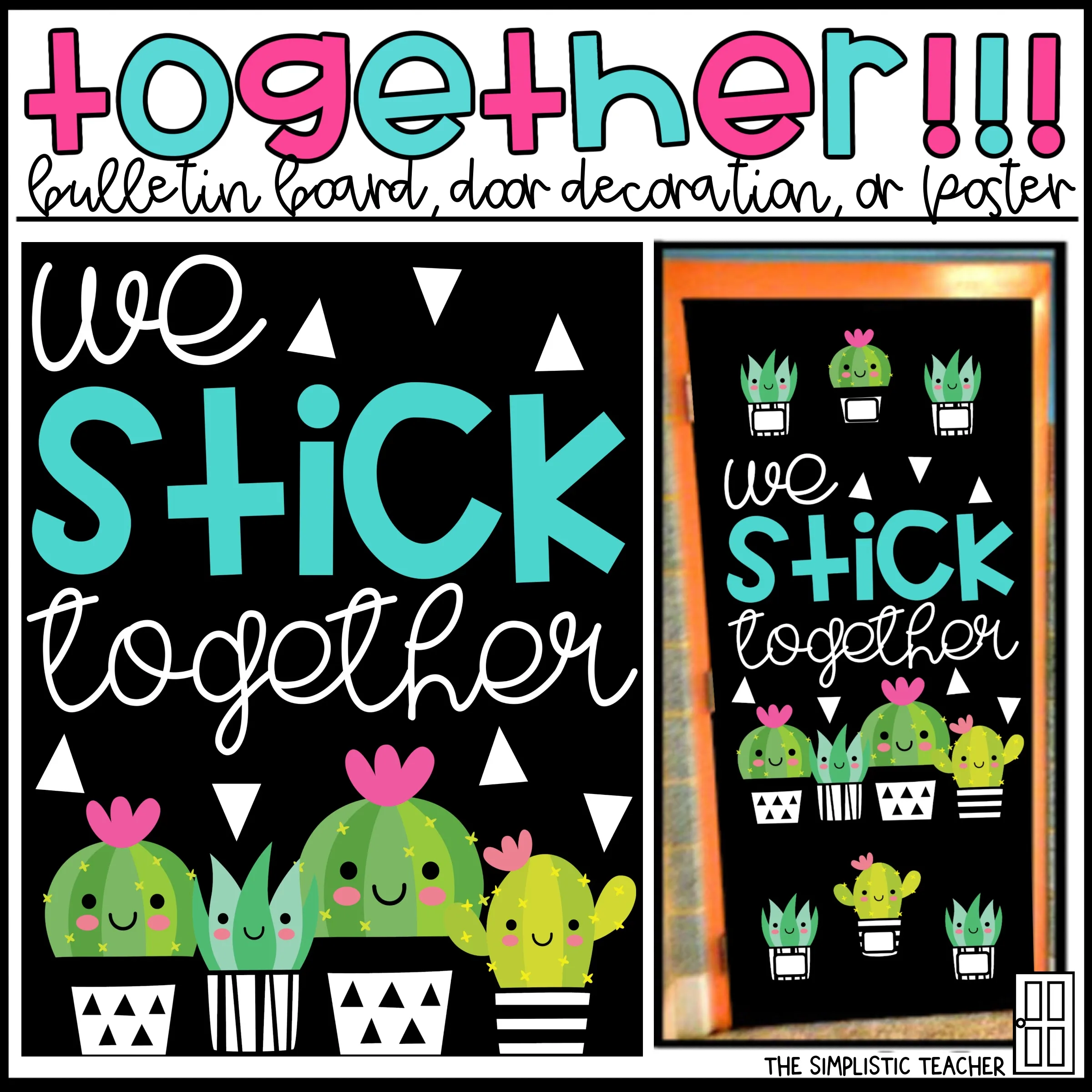 We Stick Together Cactus Bulletin Board Kit, Door Decoration Set, or ...