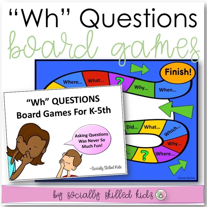 "WH" Questions Board Games | Differentiated For K-5th Grade by Teach Simple