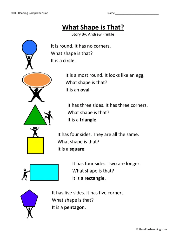 What Shape is That Reading Comprehension Worksheet by Teach Simple