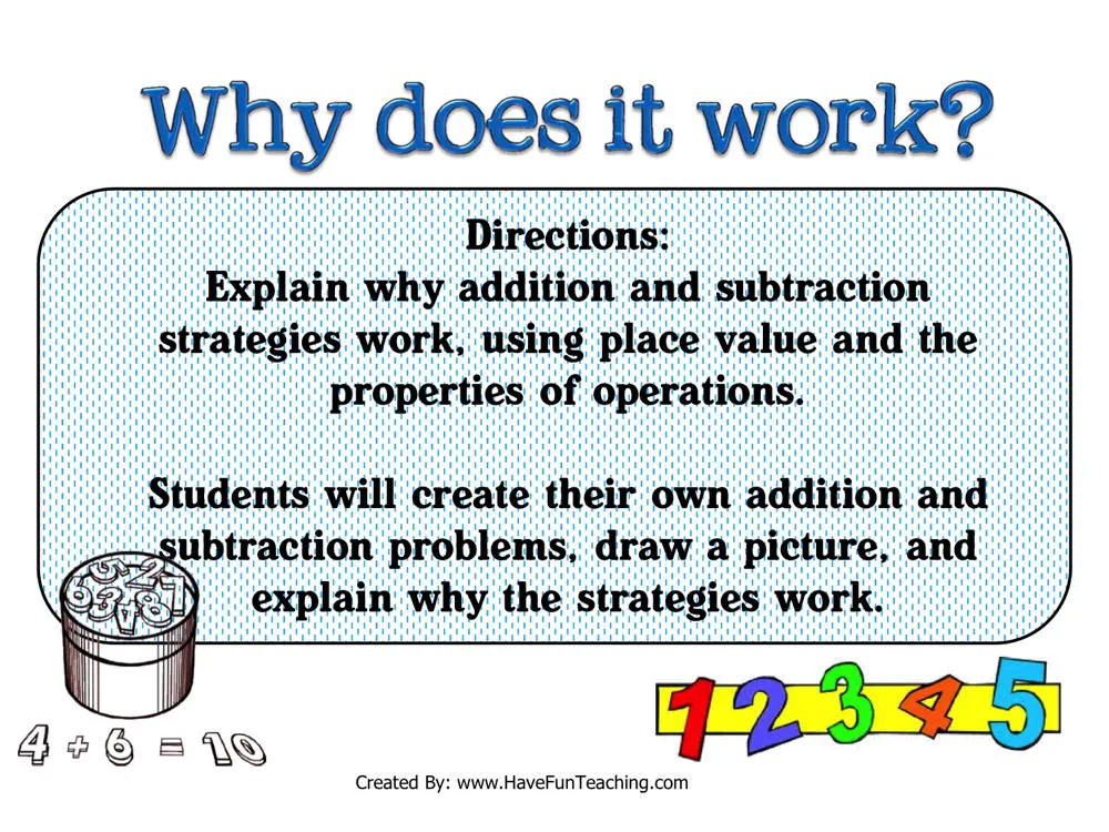 Why Does it Work Addition Subtraction Strategies Activity by Teach Simple