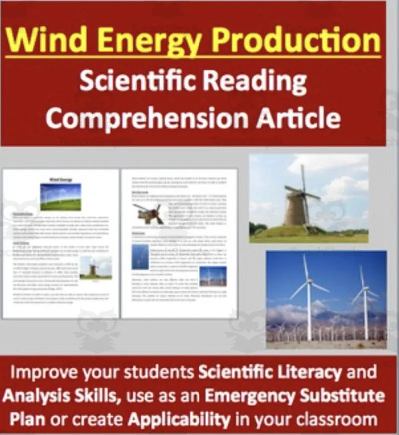 Wind Energy Production Reading Comprehension Article by Teach Simple