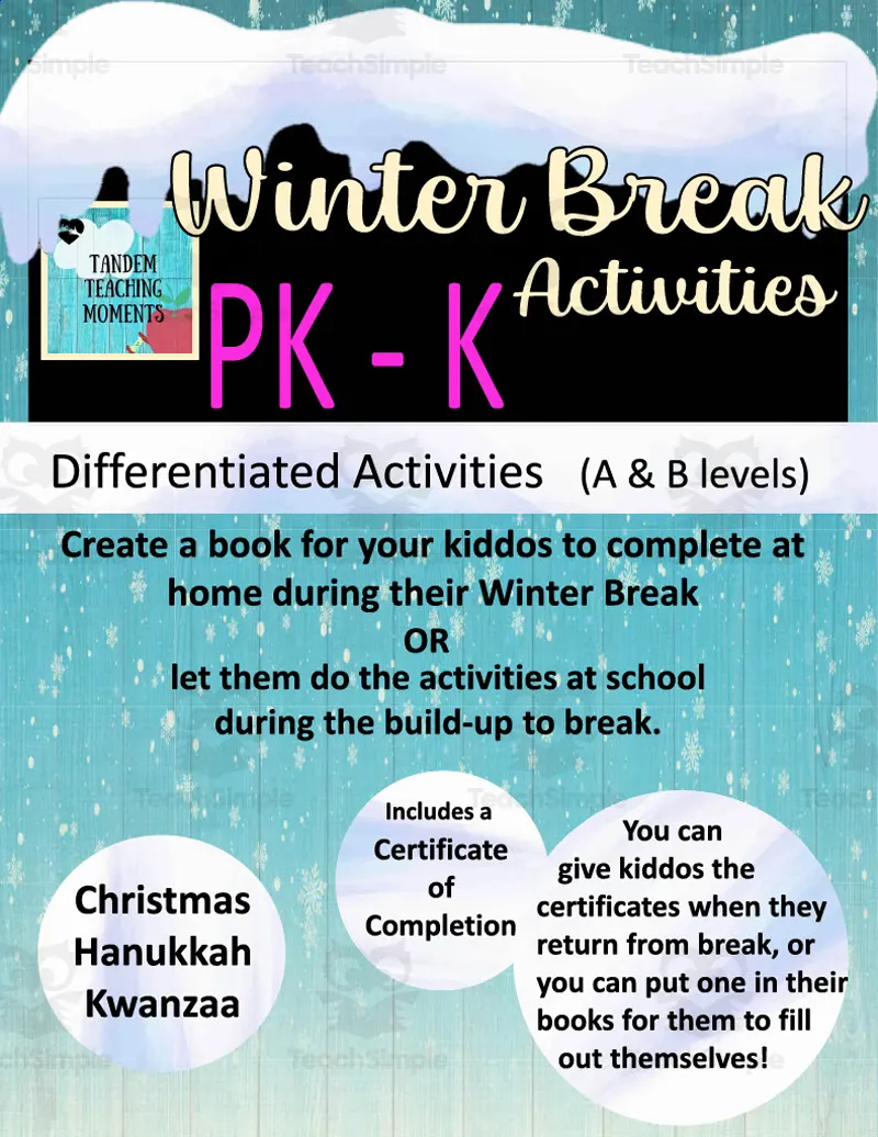 Winter Break Activity Package for PreK - Kindergarten by Teach Simple
