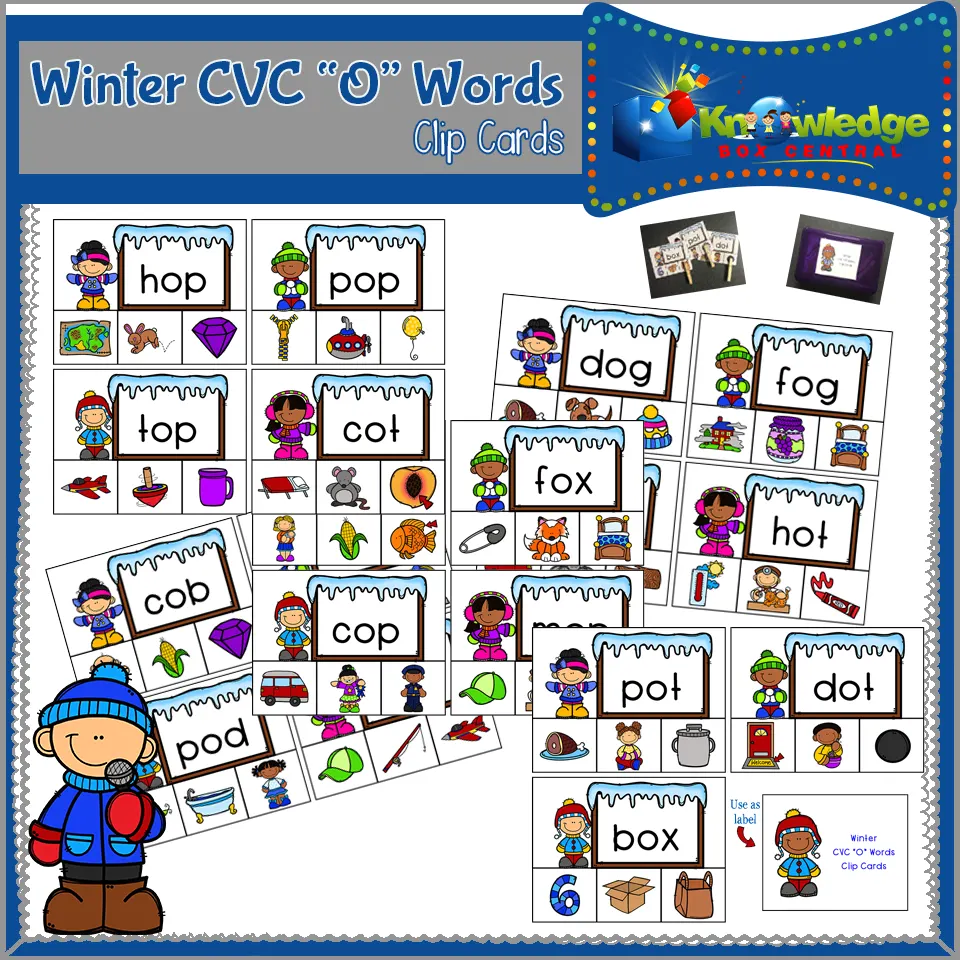 Winter CVC "O" Words Clip Cards - EBOOK by Teach Simple