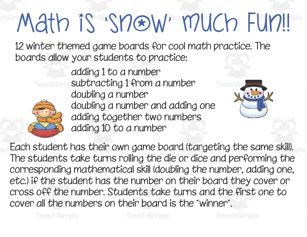 Winter Math Practice Games by Teach Simple
