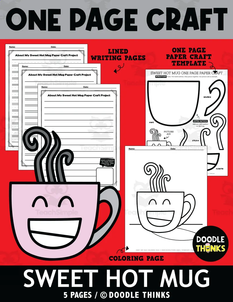 Winter Mug One Page Paper Craft Art Activities by Teach Simple