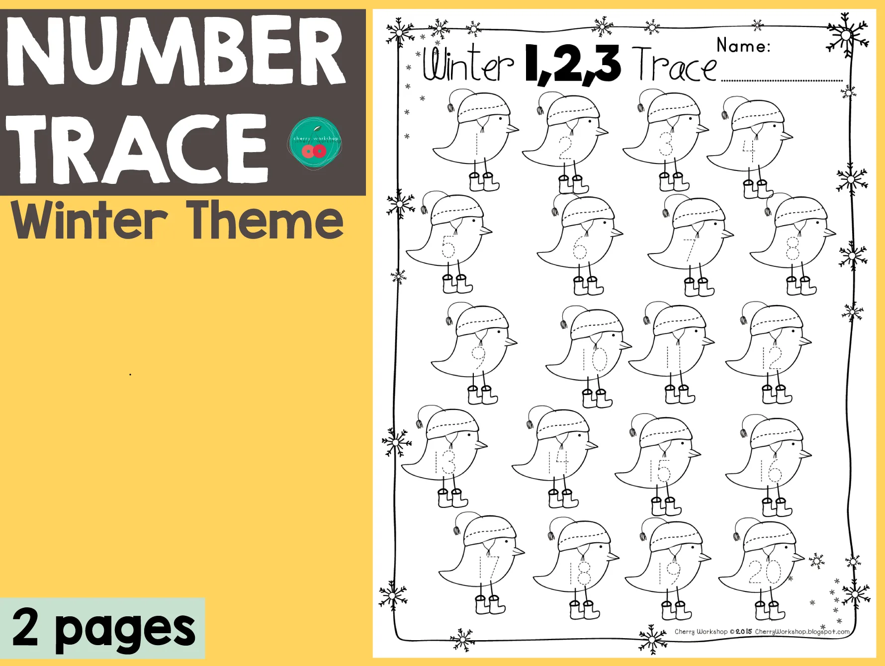 Winter Number Trace by Teach Simple