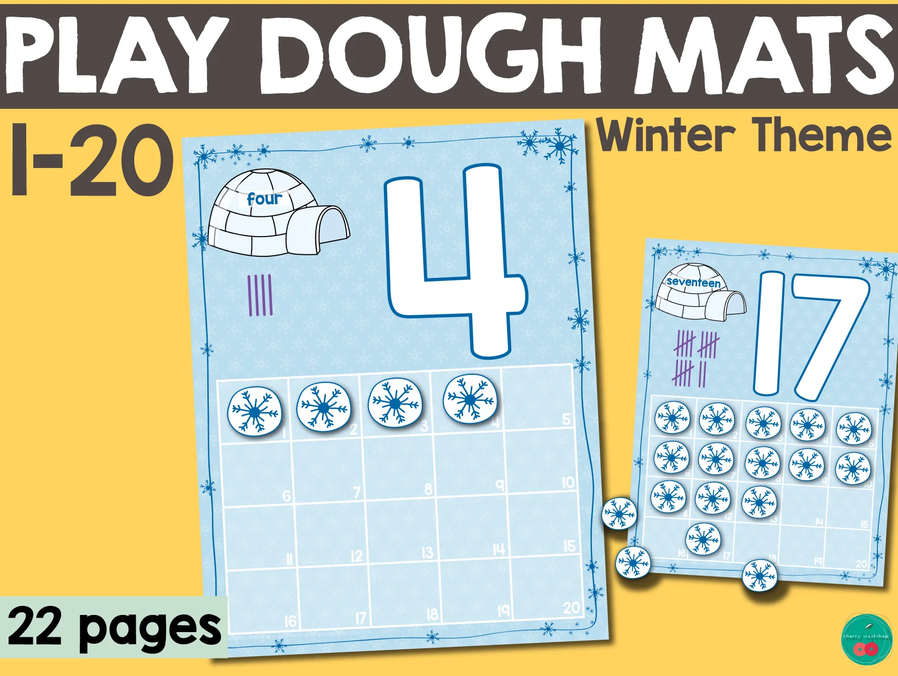Winter Playdough Mats 1-20 by Teach Simple