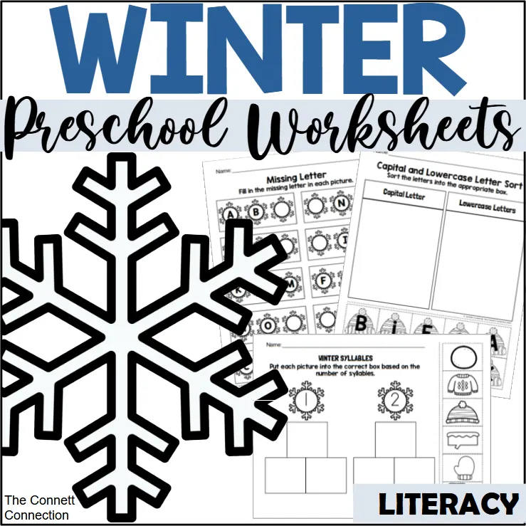 Winter Preschool Literacy Worksheets by Teach Simple