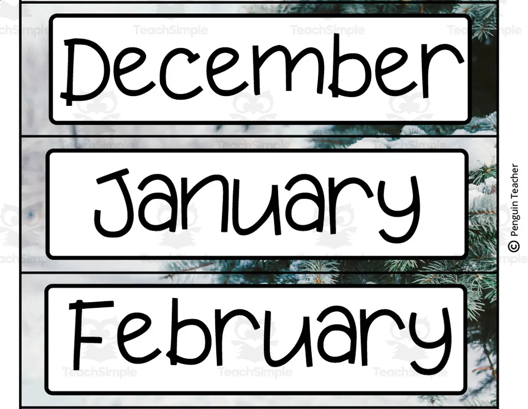 Winter Theme Calendar Pieces by Teach Simple
