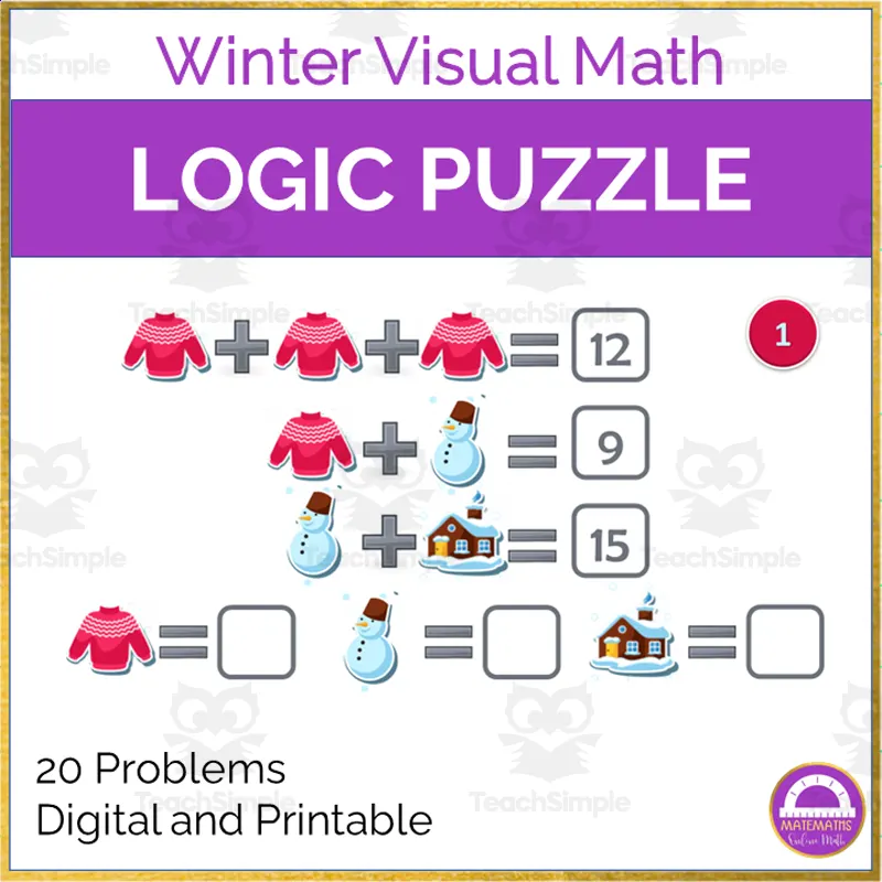 Winter Thened Visual Math | Brain Teasers Activity Digital and ...