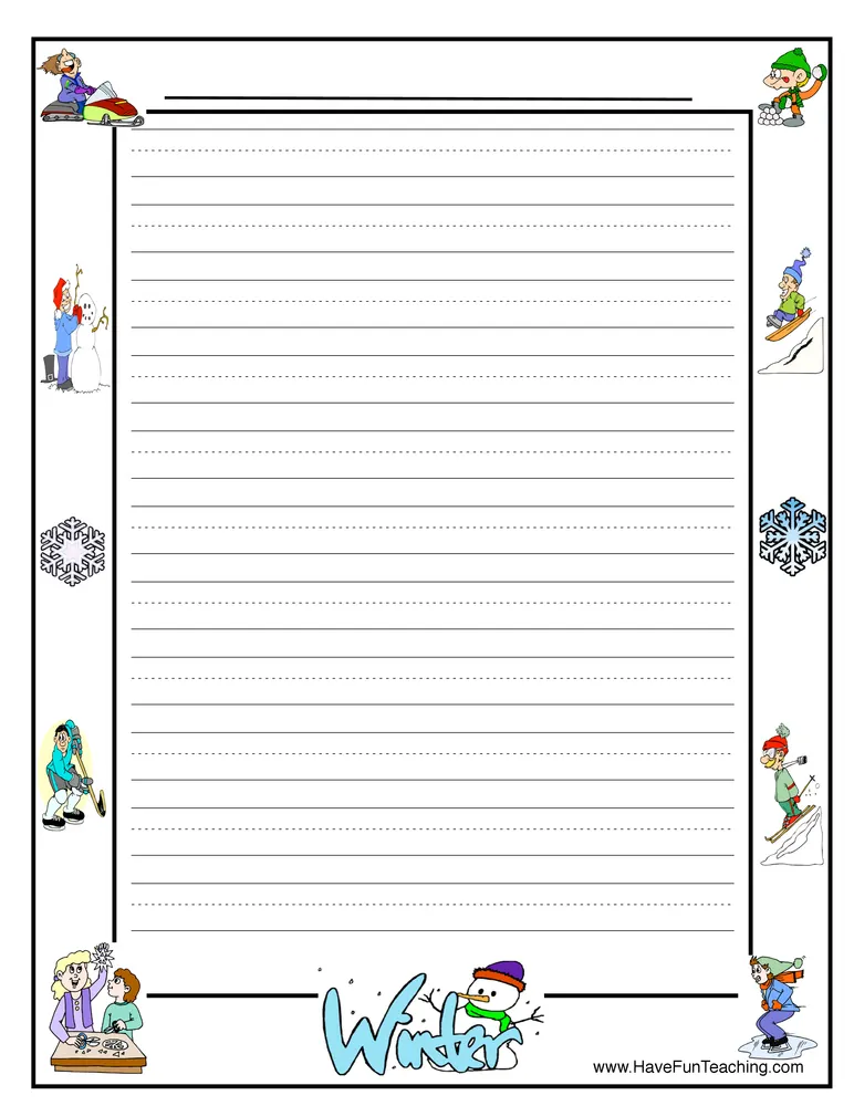 Winter Writing Paper by Teach Simple