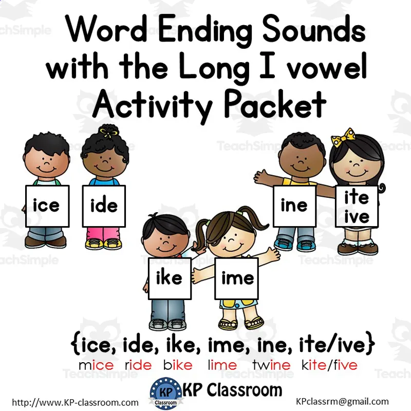 Word Ending Sounds with the Long I Vowel Activity Packet and Worksheets ...