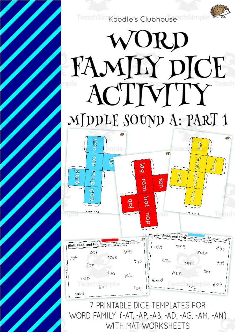 Word Family Dice Activity (middle sound a pt.1) by Teach Simple
