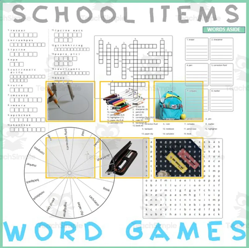 Word Games with Puzzles | Crossword Wordsearch Anagram | SCHOOL ITEMS ...