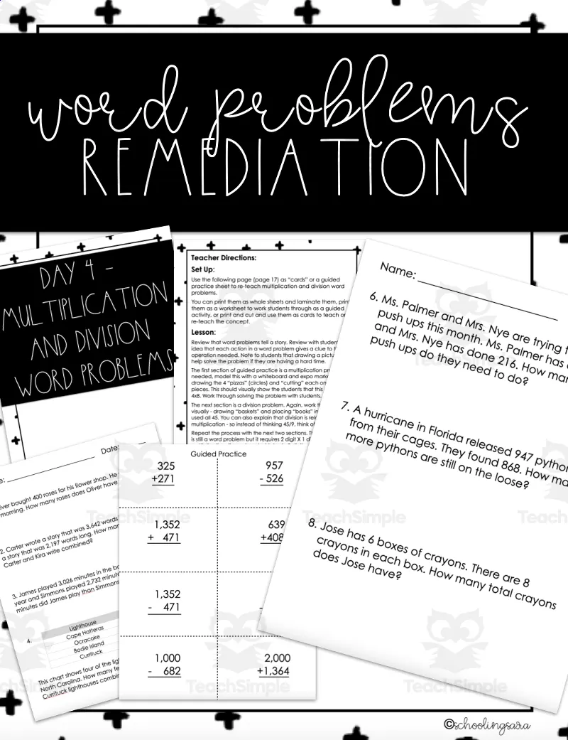 Word Problems 5 Day Small Group Remediation Plan (VA SOL 3.3) by Teach ...
