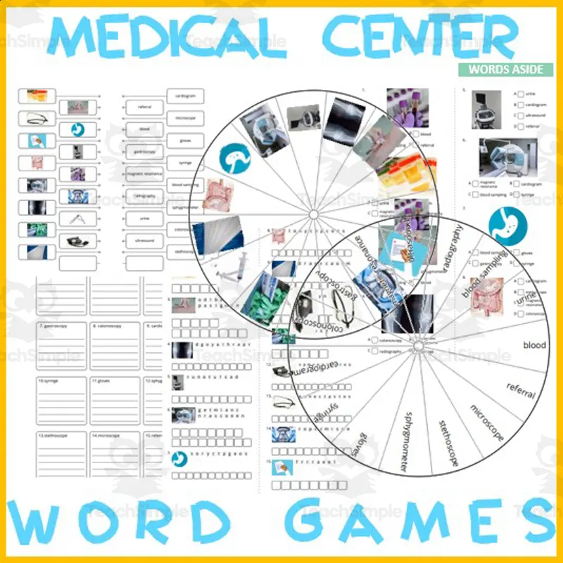 Word Puzzles Crossword Wordsearch Anagram MEDICAL CENTER by Teach Simple
