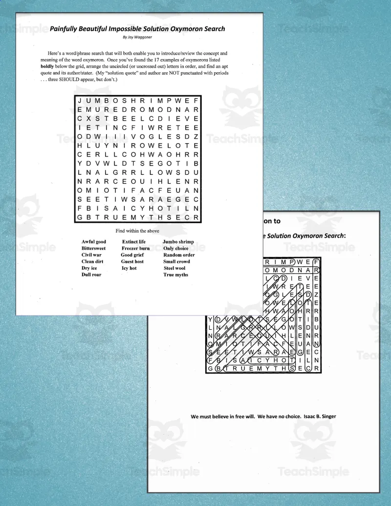 Word Search: Painfully Beautiful Impossible Solution Oxymoron Search by ...