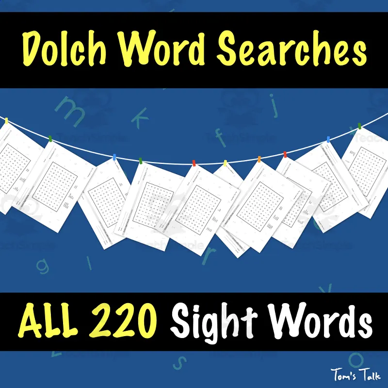Word Searches for All 220 Dolch Sight Words + Vocabulary Lists - (Pre ...