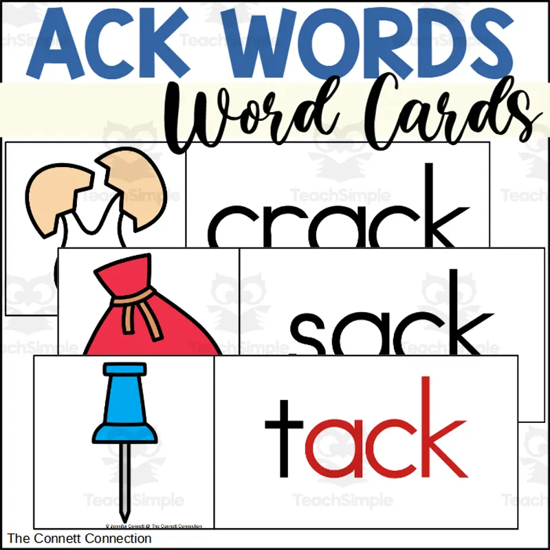 Word Wall Cards: ACK Words by Teach Simple